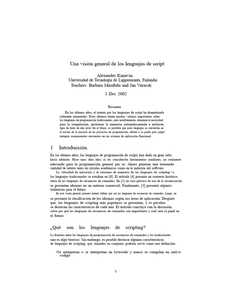 Lenguajes de script | PDF | Lenguaje de programación | Perl