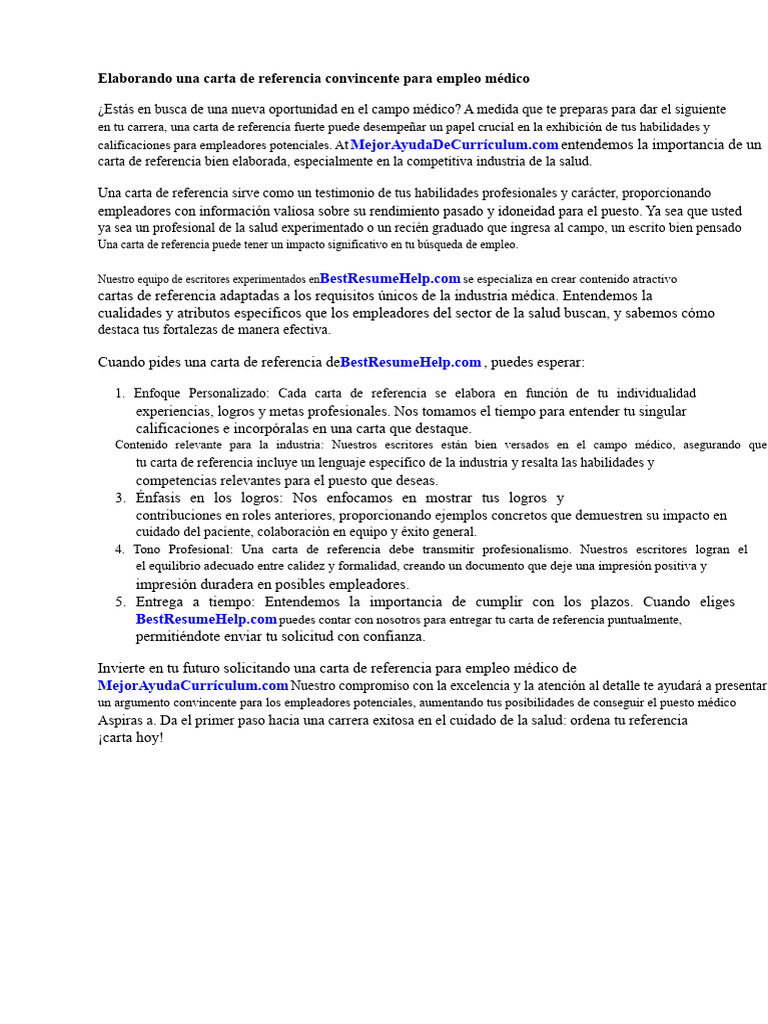 Carta de referencia para empleo médico | PDF | Plan de estudios ...