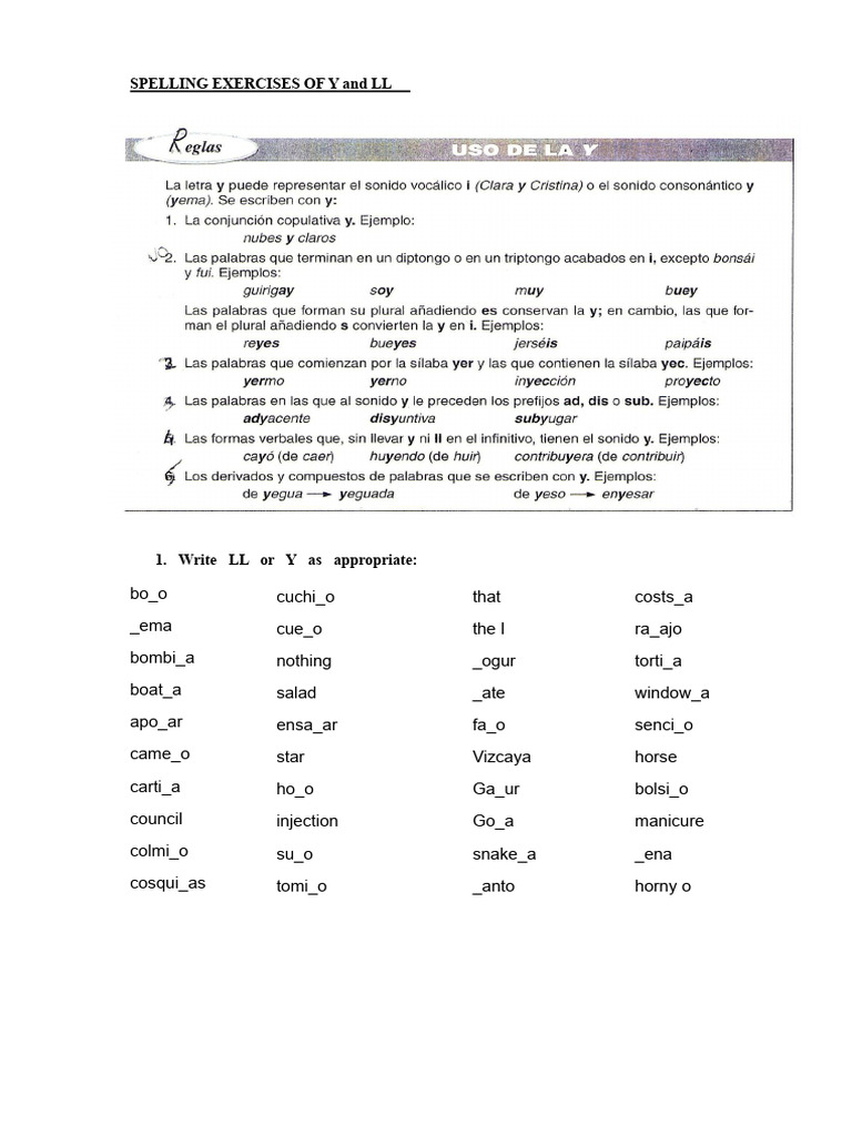 Spelling Exercises and LL | PDF