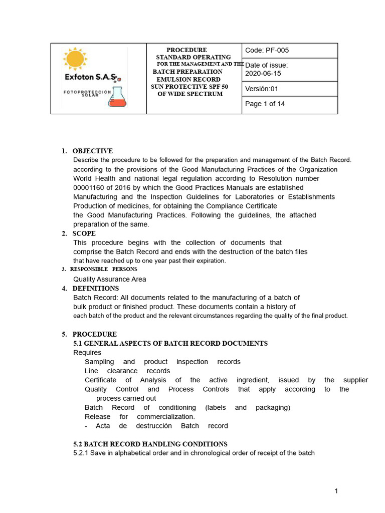 Batch Record Sunscreen PDF | PDF | Sunscreen