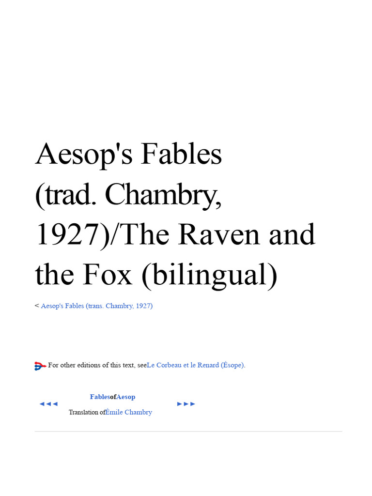 The Crow and the Fox: Aesop's Fable | PDF | Fable | Anthropomorphism