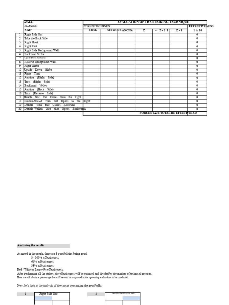 Evaluation Sheet for Effectiveness in Complete Strikes | PDF