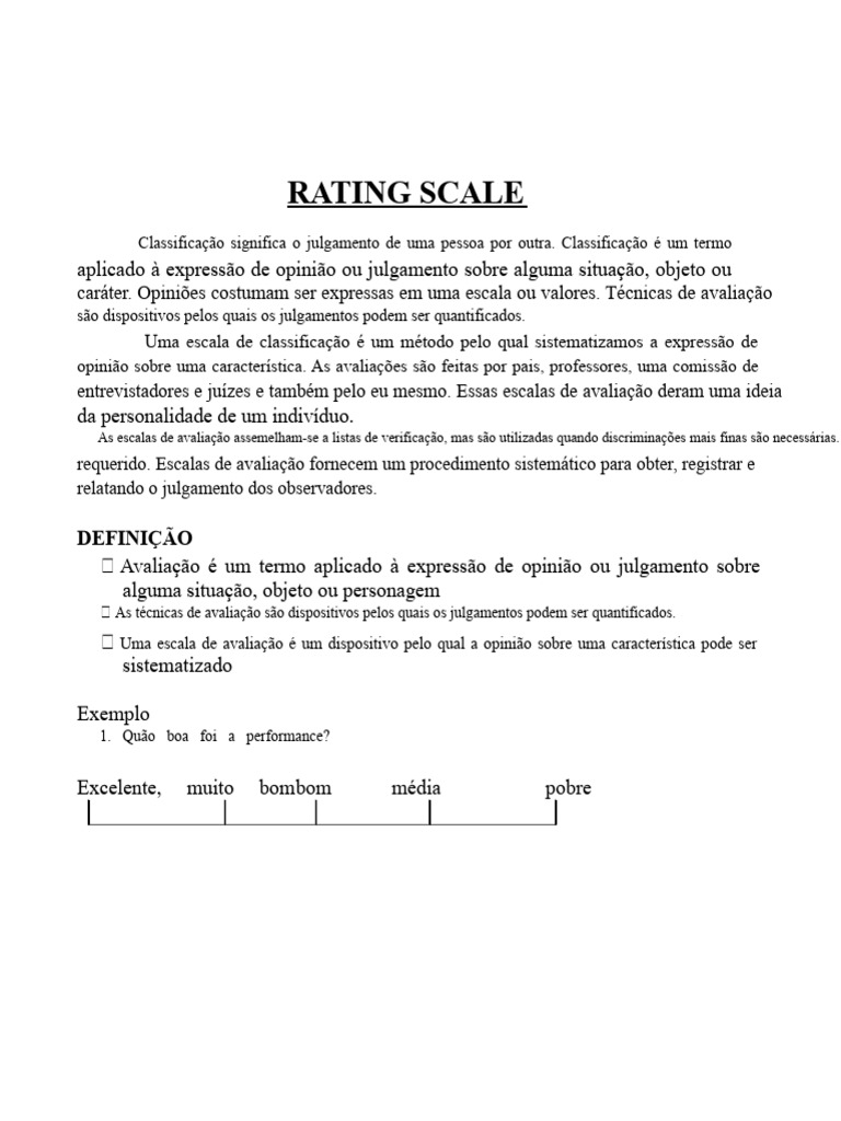 Escala de Avaliação e Lista de Verificação | PDF | Aprendizado | Método ...
