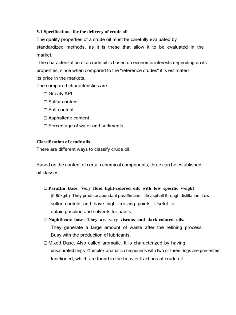 3.1 Specifications For The Delivery of Crude Oil | PDF | Petroleum ...