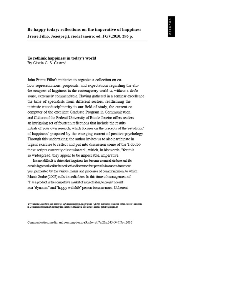 Being Happy Today Reflections On The Imperative of Happiness PDF | PDF ...