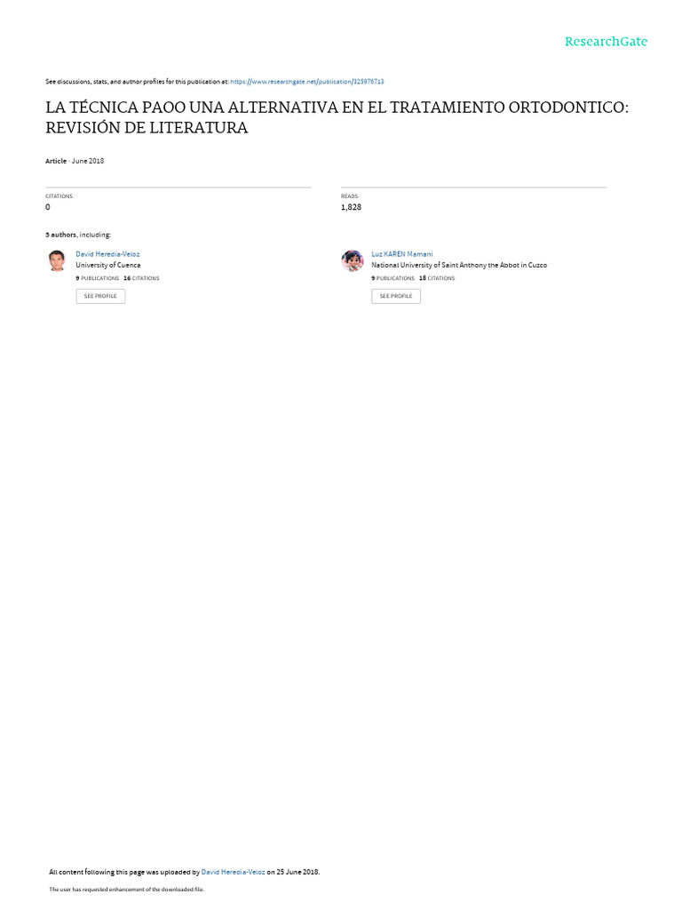 La Técnica Paoo Una Alternativa en El Tratamiento Ortodontico: Revisión ...