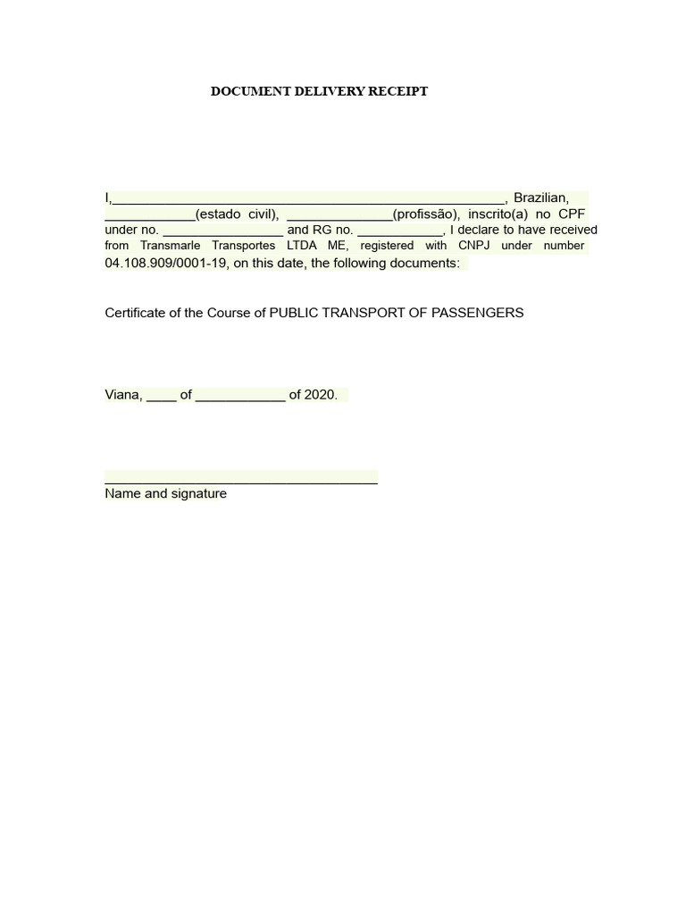 DOCUMENTS DELIVERY.docx | PDF