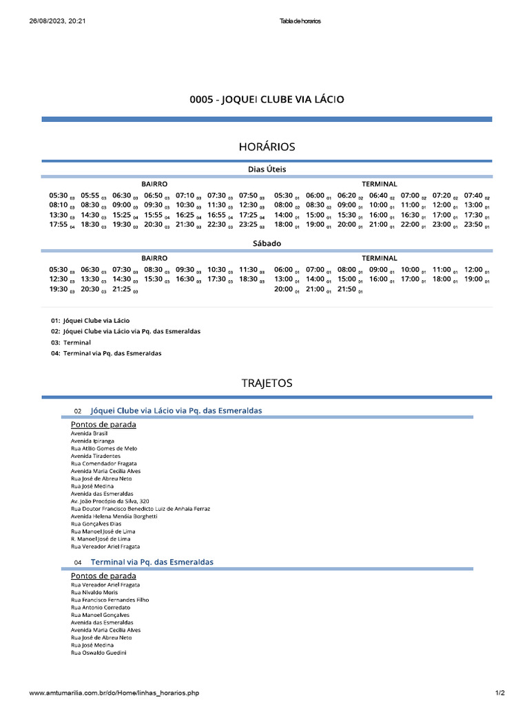 AMTU Marília - Transporte Colectivo Urbano Lacio | PDF