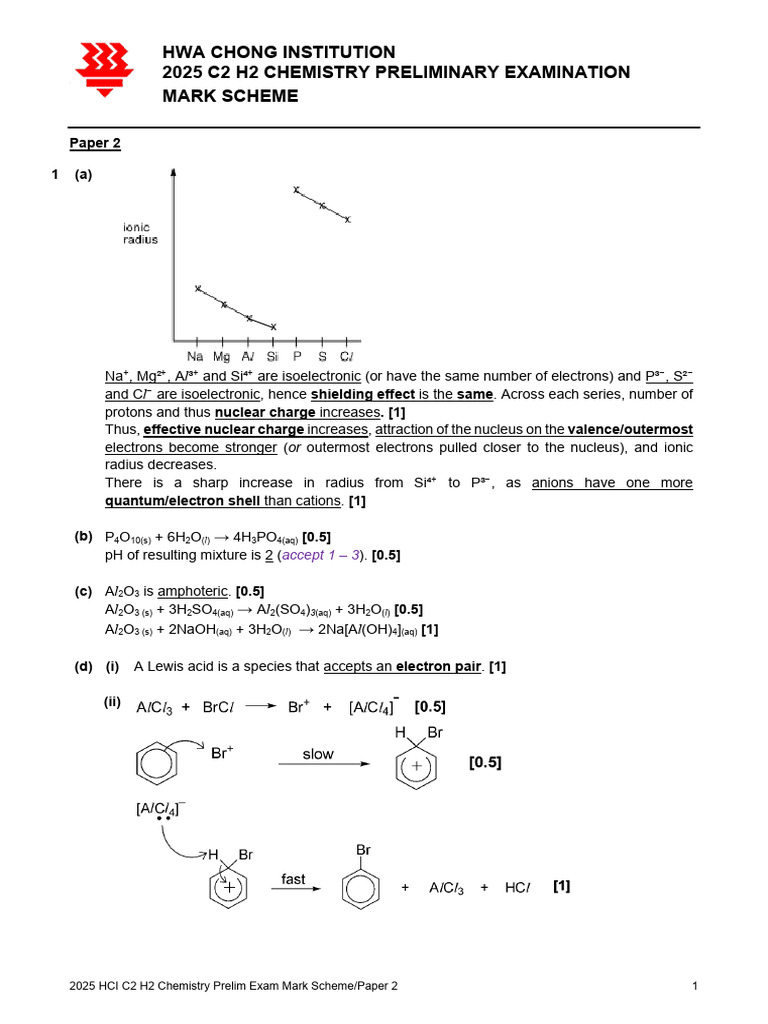 2025 HCI C2 H2 Chemistry Exam Mark Scheme | PDF | Chemical Bond | Ion