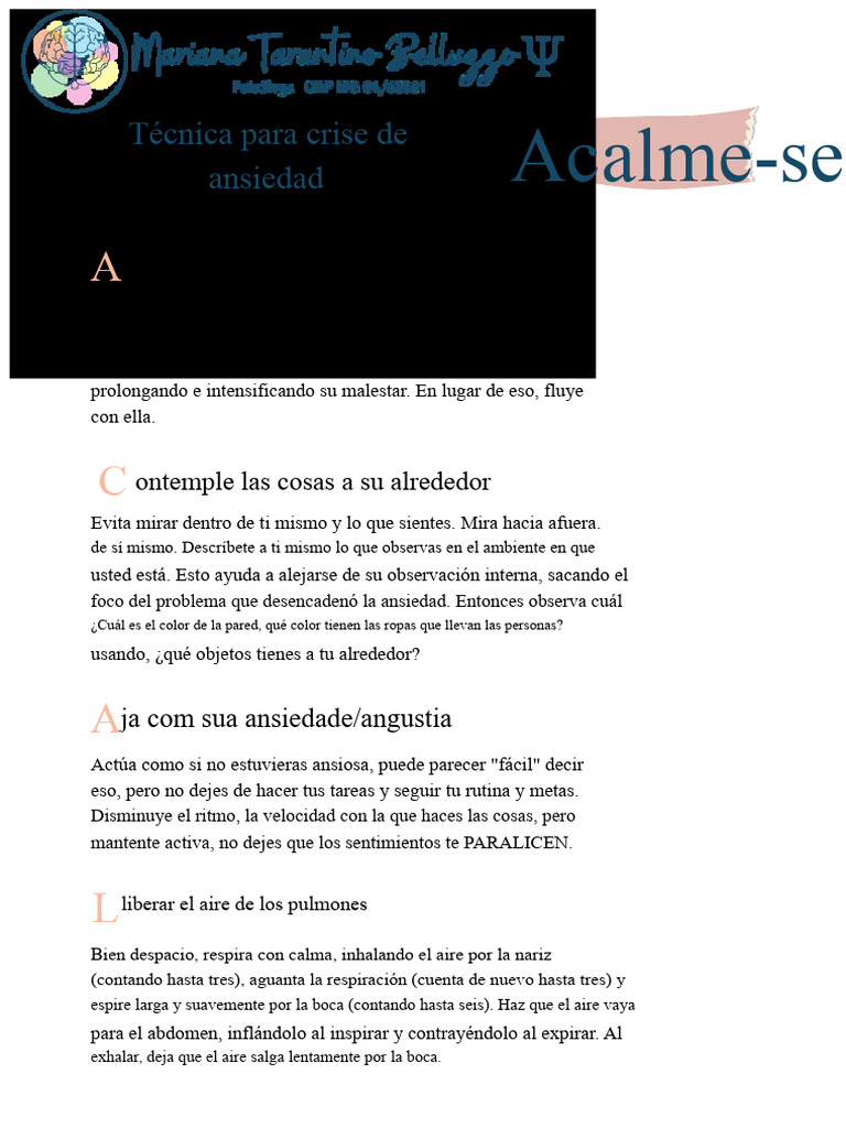 Técnica Cálmese | PDF | Ansiedad | Sicología
