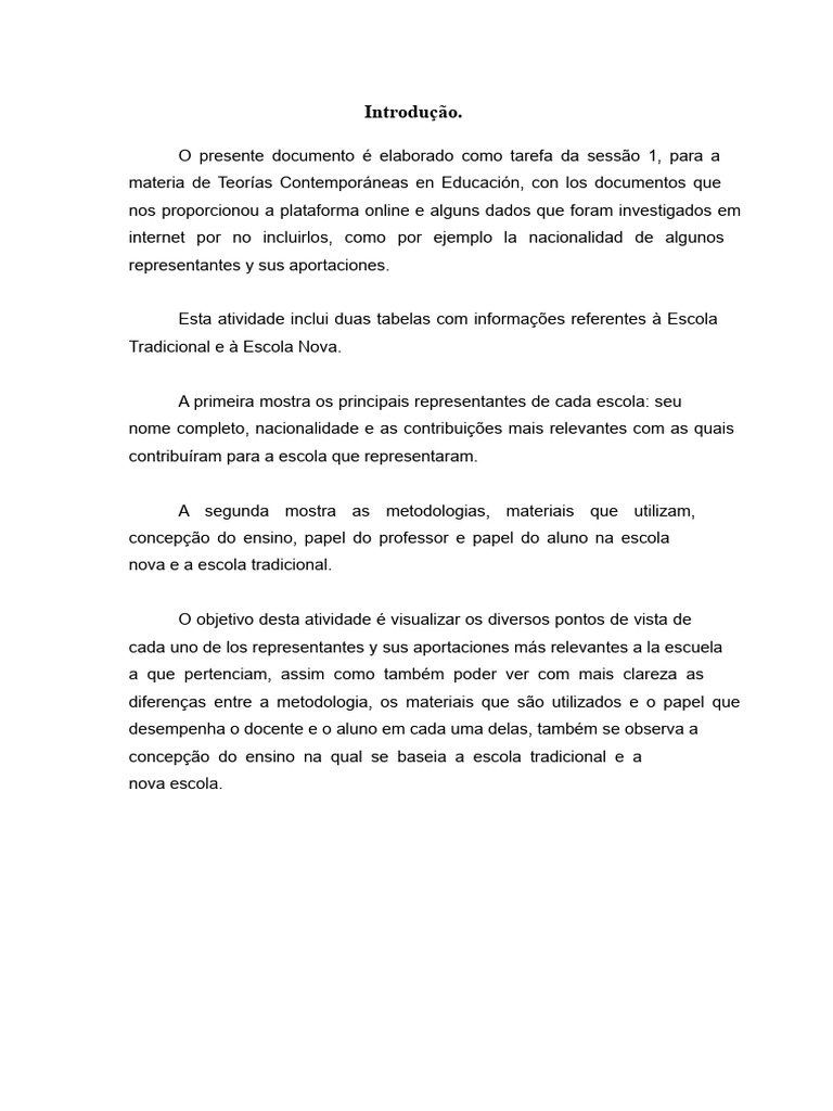 Comparação entre Escola Tradicional e Nova | PDF | Pedagogia | Aprendizado
