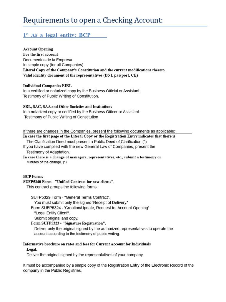 Requirements To Open A Checking Account | PDF | Cheque | Identity Document