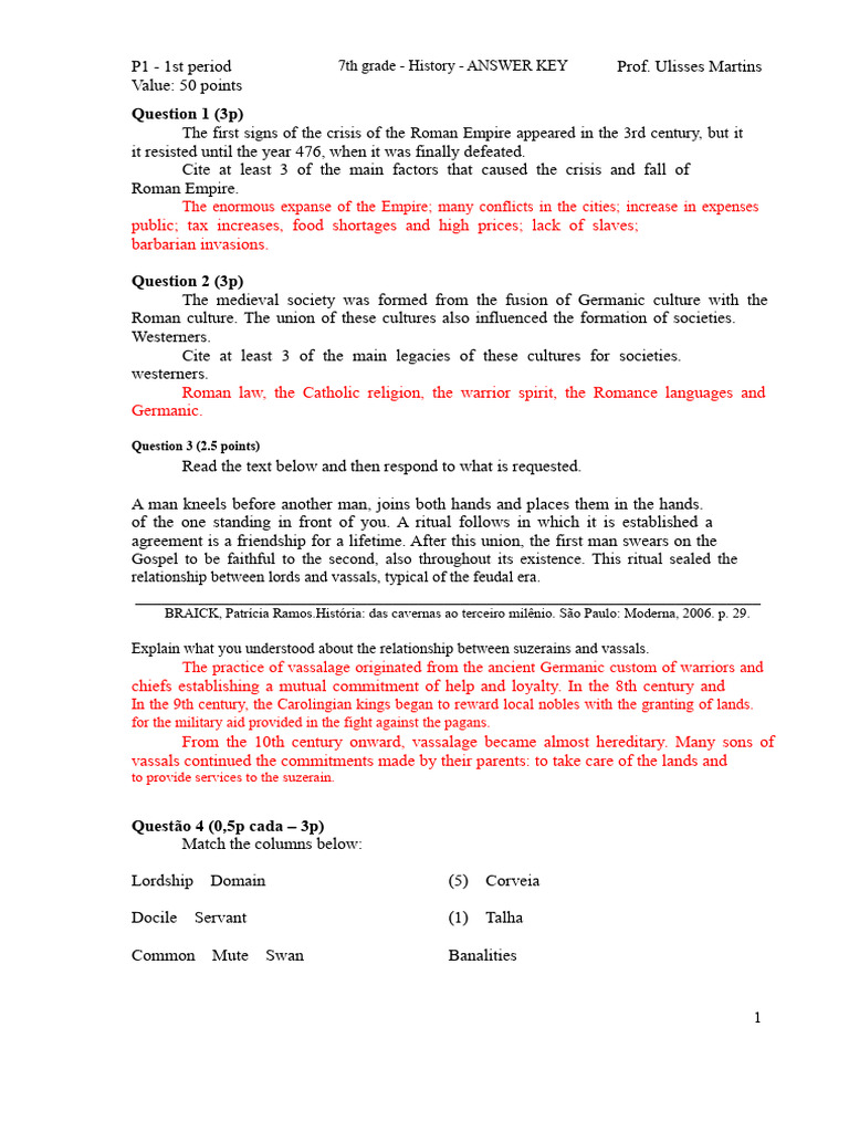 P1 - 1st term - 7th grade - ANSWER KEY | PDF | Hajj | Mecca