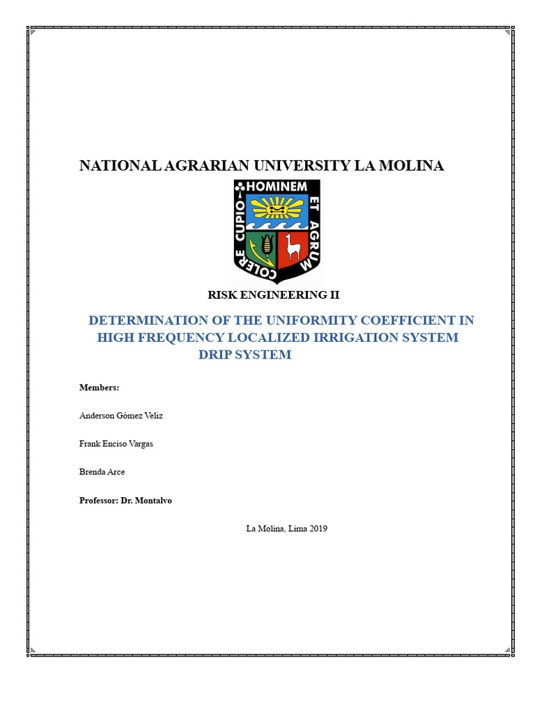 Uniformity Coefficient Report | PDF | Irrigation | Soil