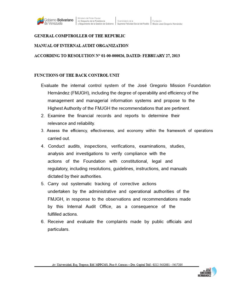 Functions of The Post Control Unit | PDF | Audit | Internal Control