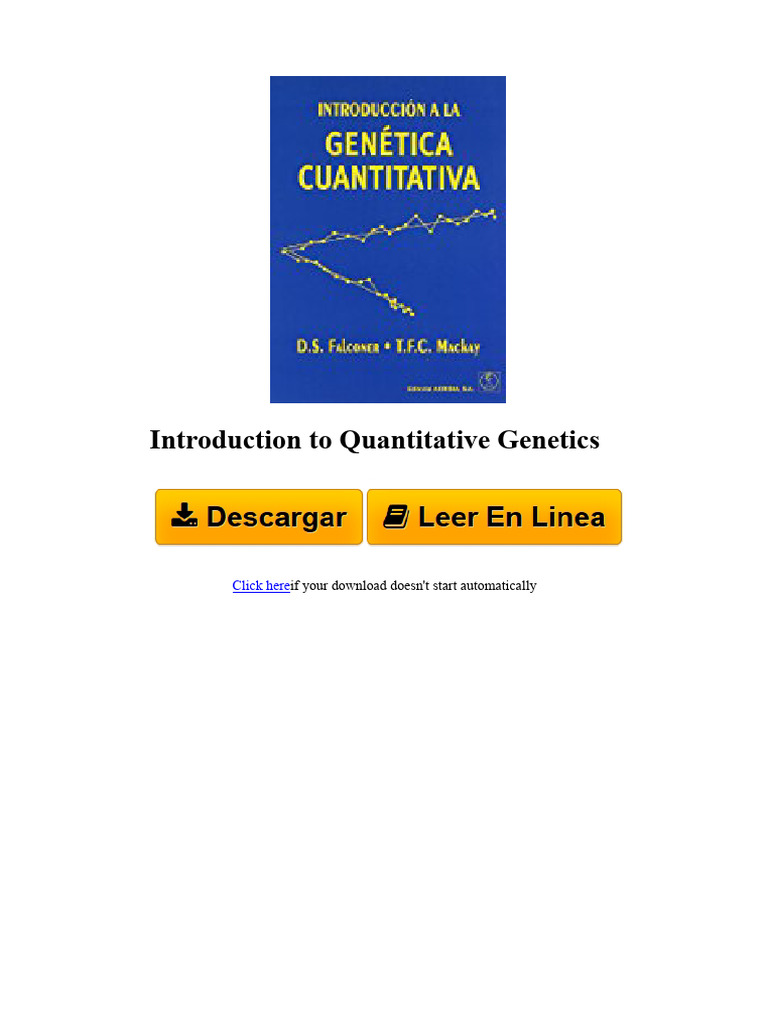Introduction to Quantitative Genetics PDF | PDF