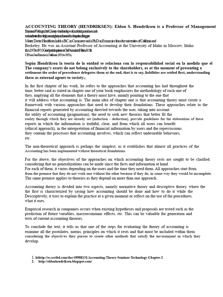 Hendriksen's Accounting Theory | PDF | Theory | Methodology