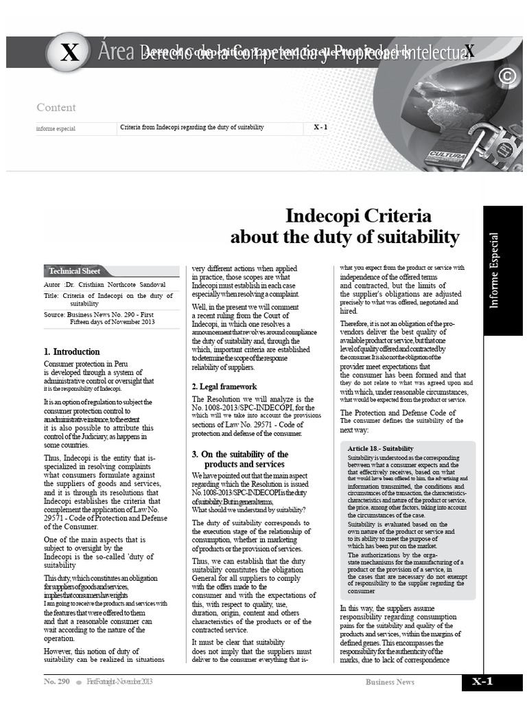INDECOPI Criteria on the Duty of Suitability | PDF | Market (Economics ...