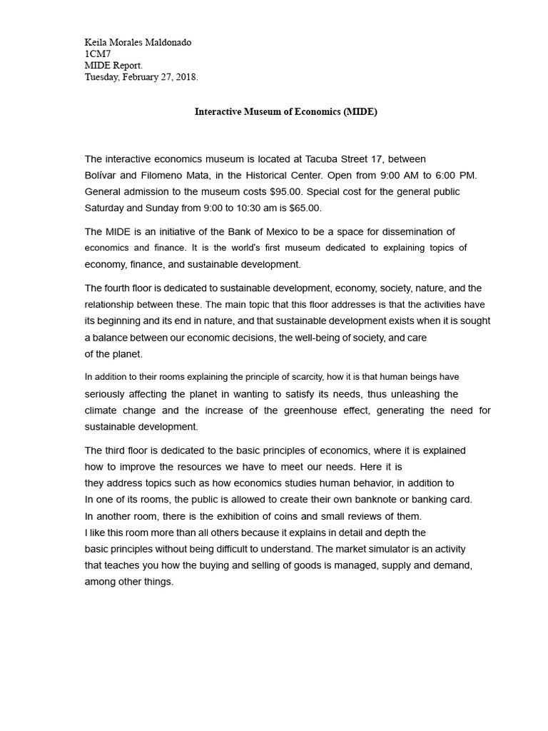 Interactive Museum of Economics (MIDE) | PDF | Sustainable Development ...