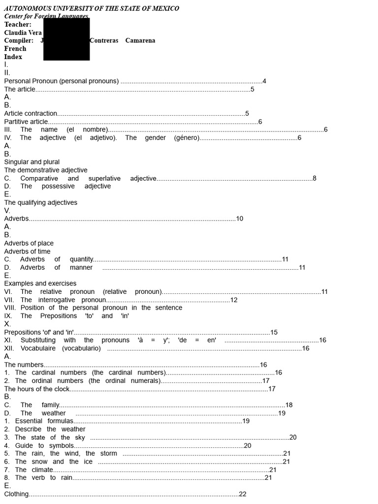 French Notes | PDF | Grammatical Gender | Grammatical Number