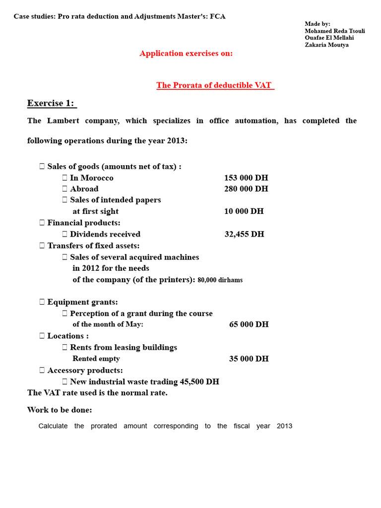 Pro Rata VAT Deduction Case Studies | PDF | Tax Deduction | Pro Rata