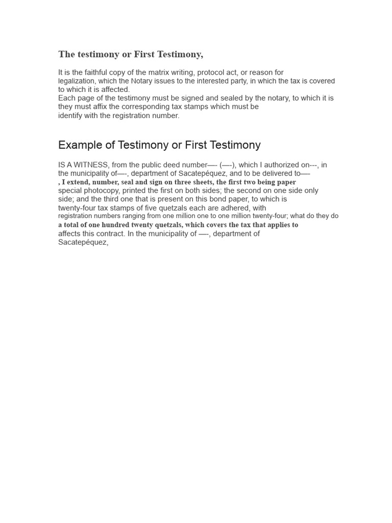 The Testimony or First Testimony | PDF