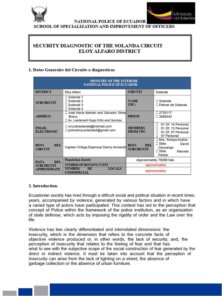 Security Diagnosis Solanda | PDF | Crimes | Crime & Violence