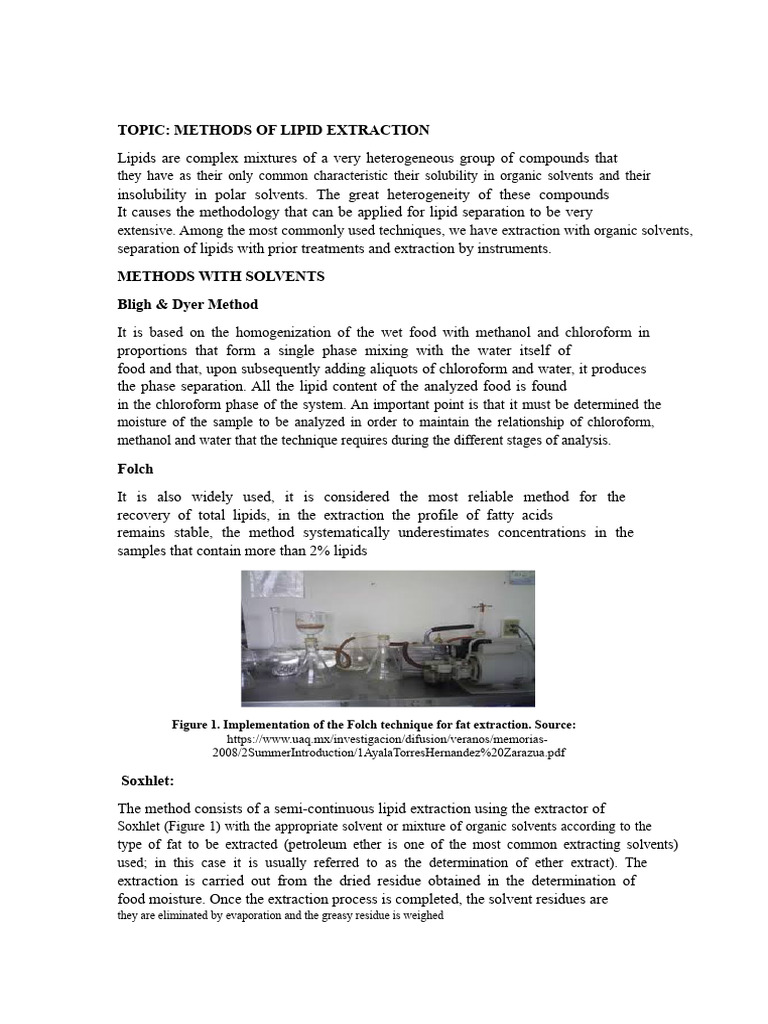 Lipid Extraction Methods Explained | PDF | Supercritical Fluid | Solubility