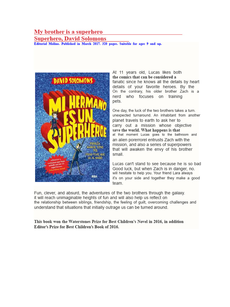 My Brother Is A Superhero | PDF | Comics
