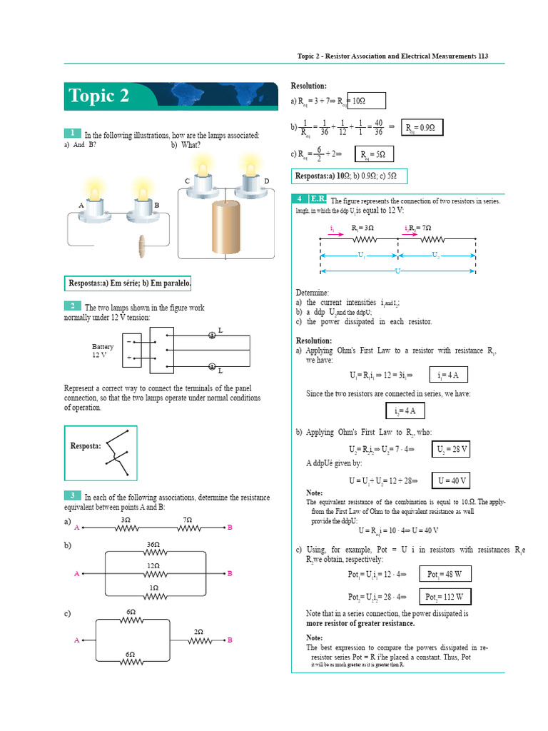 Physics Topic 2 - Resistor Networks and Electrical Measurements | PDF | Resistor | Series And ...