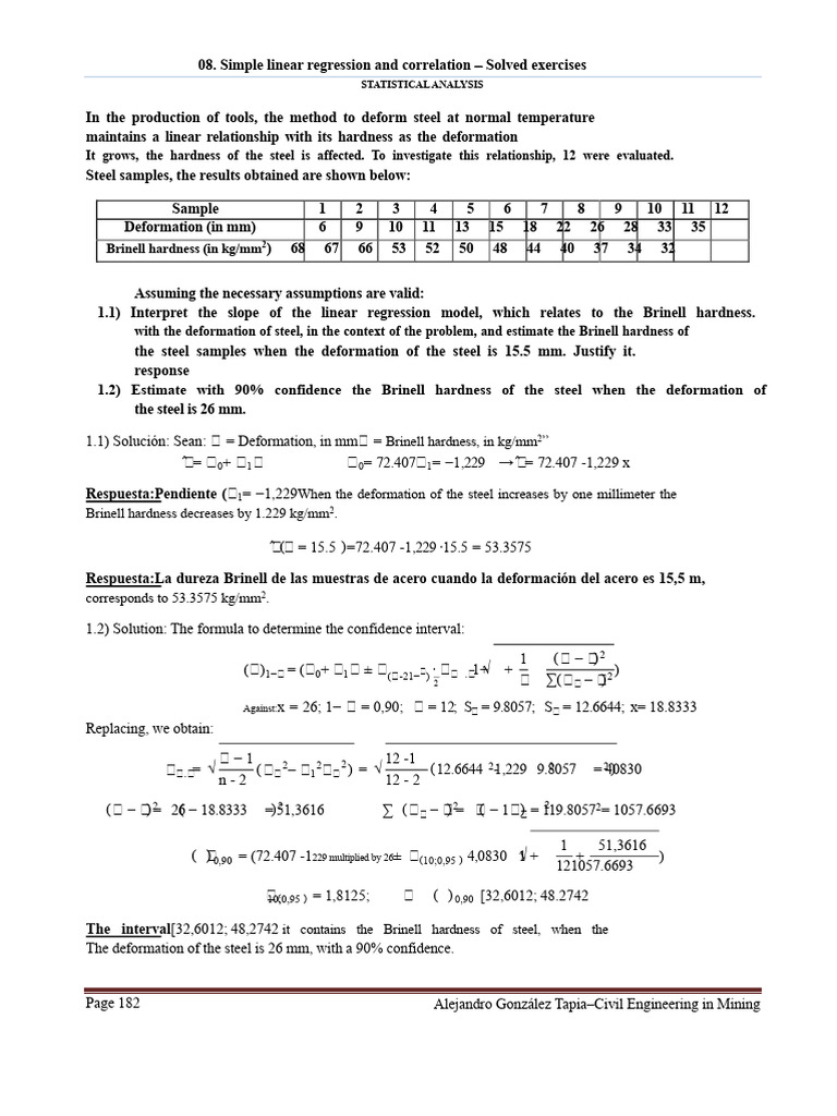 Multiple regression solved exercises - Statistical Analysis USACH | PDF ...