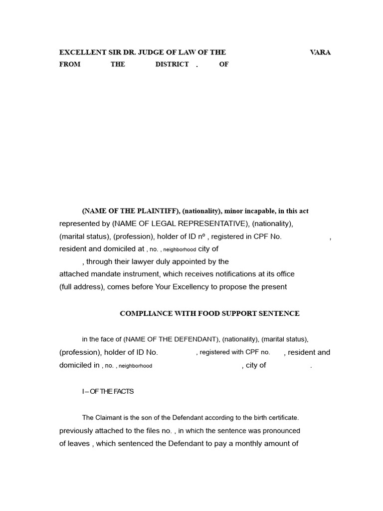 MODEL - Compliance With Sentence Alimony | PDF | Public Law | Common Law