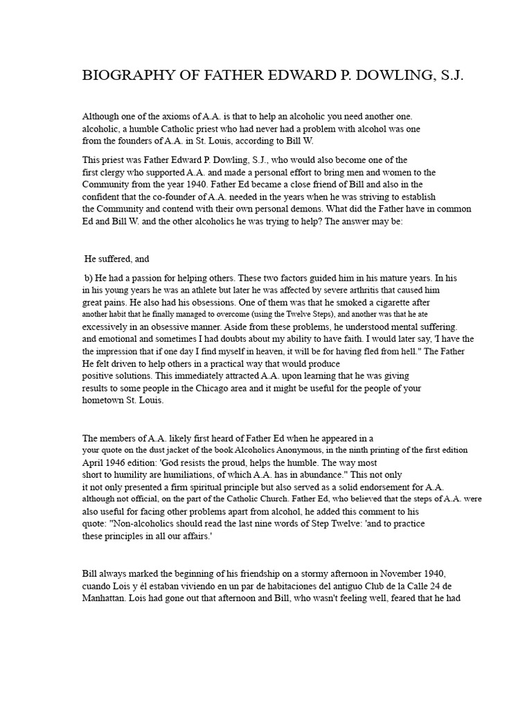 Father Edward P. Dowling: A.A. Pioneer | PDF | Alcoholics Anonymous ...