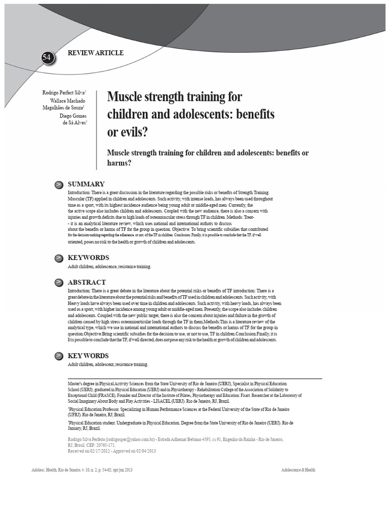 Strength Training in Youth: Risks vs. Benefits | PDF | Bone | Strength ...