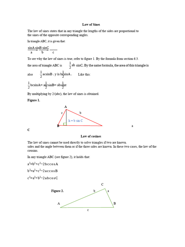 Pythagoras' law of sines - law of cosines | PDF | Trigonometric ...