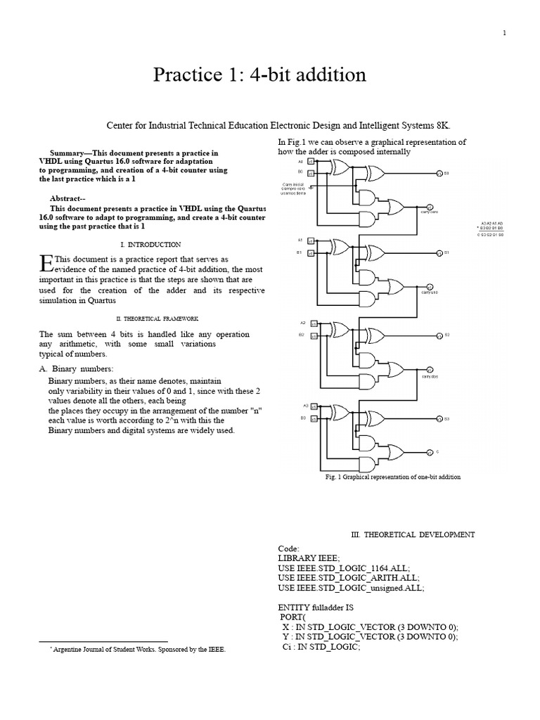 4-bit adder (VHDL) in Quartus | PDF | Vhdl | Software Engineering
