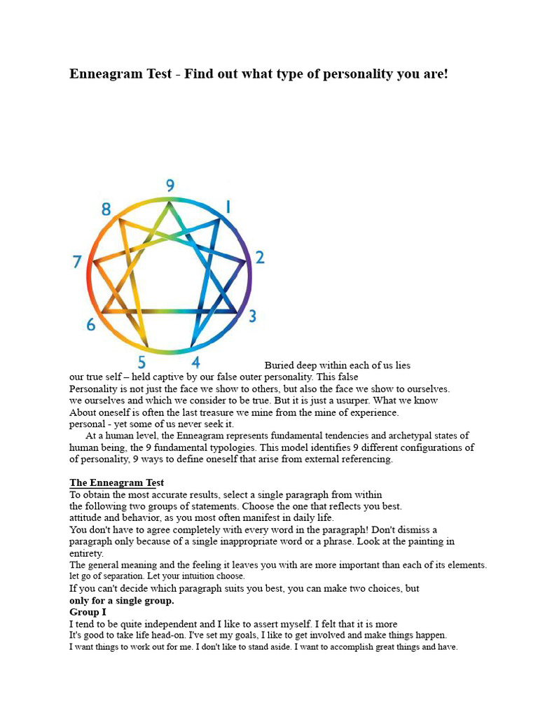The Complete Enneagram Test | PDF | Perfectionism (Psychology) | Anger