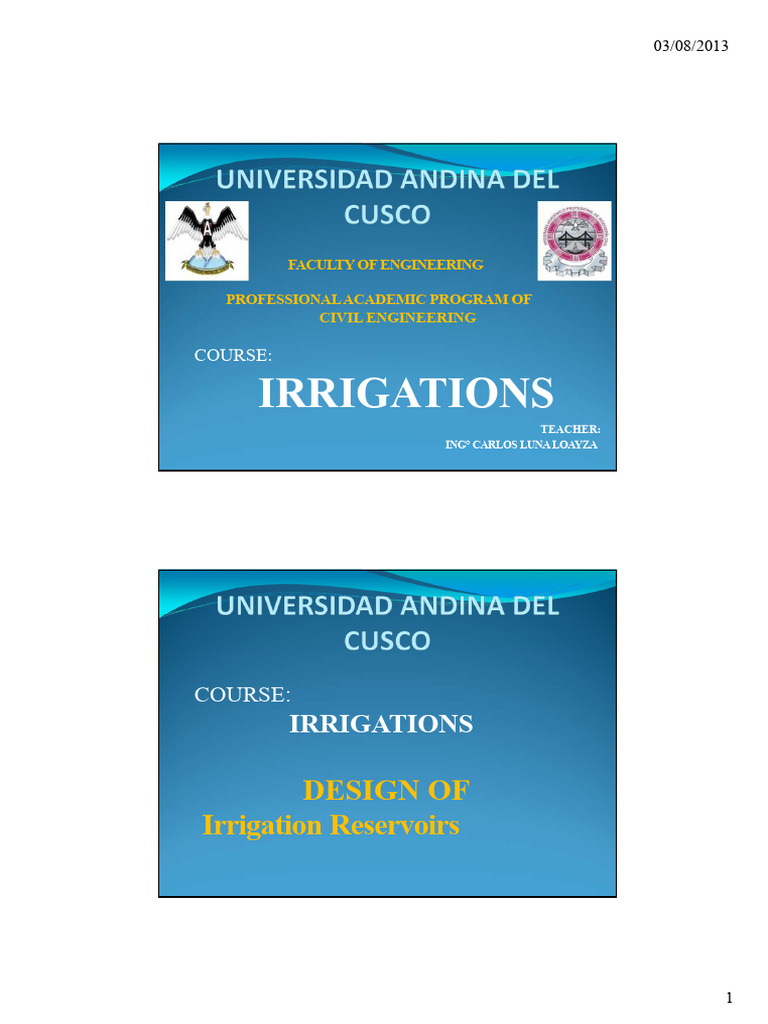 Irrigation Reservoir Design Guide | PDF | Reservoir | Irrigation