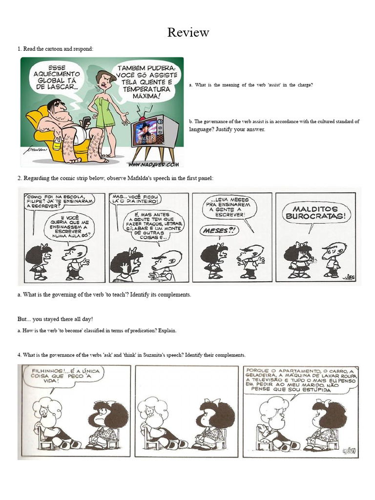 Verb Revision With Comic Strips | PDF | Verb | Semantics