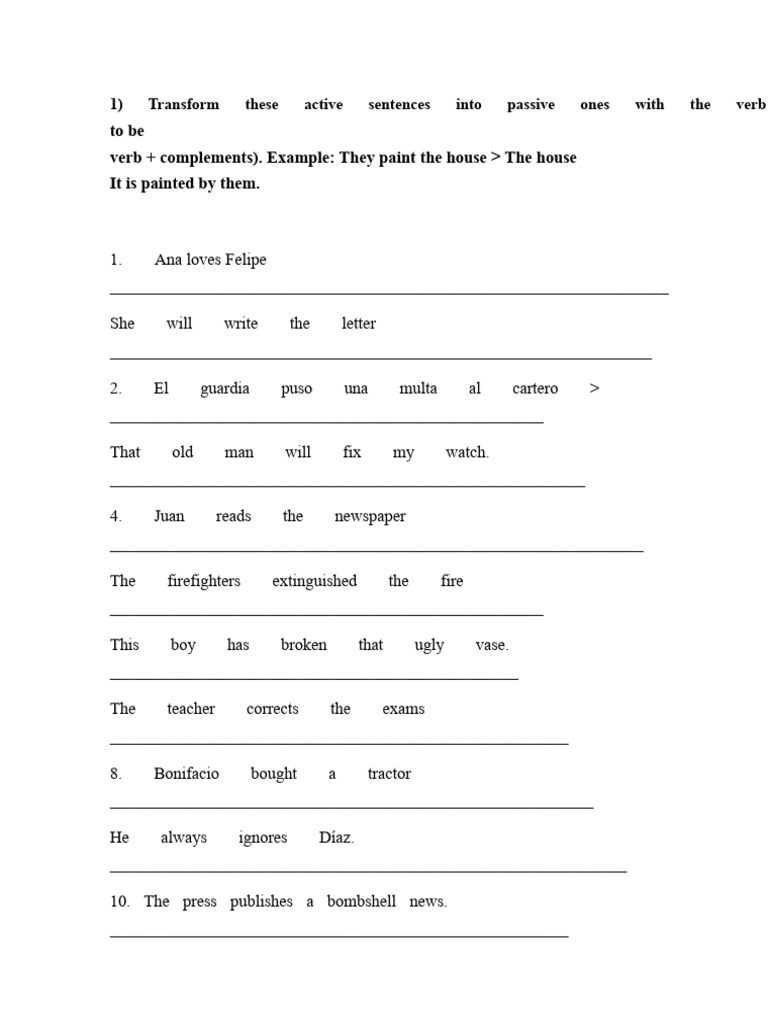 Active to Passive Sentence Transformation | PDF