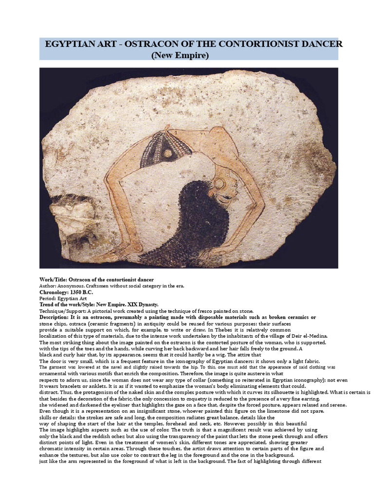 Egyptian Art - Ostracon of the Contortionist Dancer (New Kingdom) | PDF ...