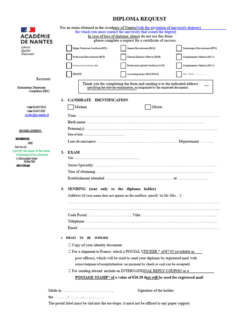 diploma application form 14462_1 | PDF | Mail | Registered Mail