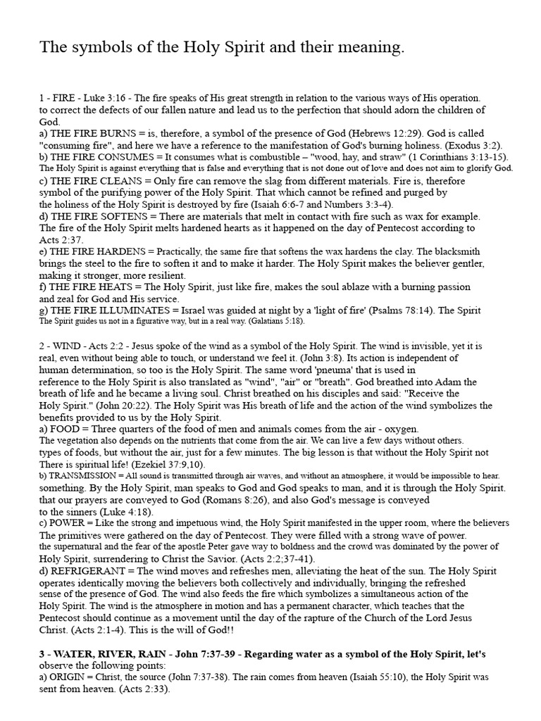 The Symbols of The Holy Spirit and Their Meaning | PDF | Baptism | Jesus