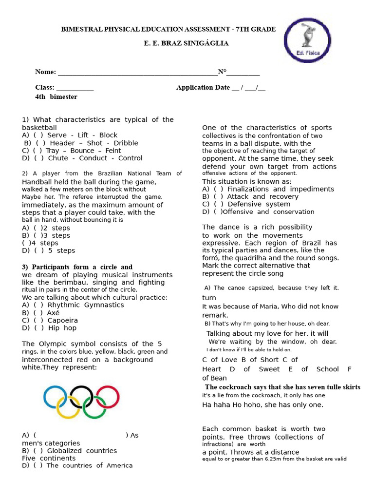 7th Grade Exam | PDF | Gymnastics | Sports
