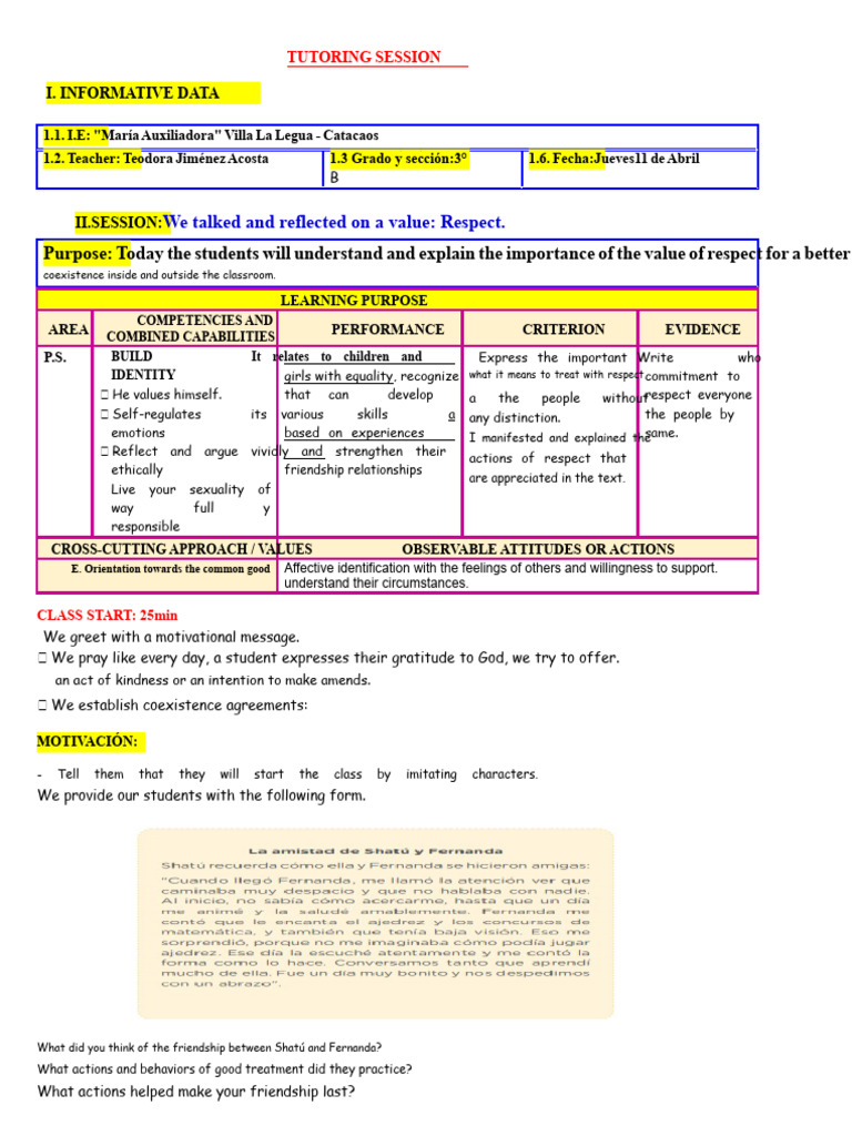 TUTORIAL SESSION VALUE RESPECT | PDF | Psychological Concepts | Psychology