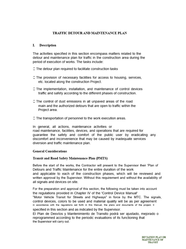 Traffic Diversion or Maintenance Plan | PDF | Road | Traffic