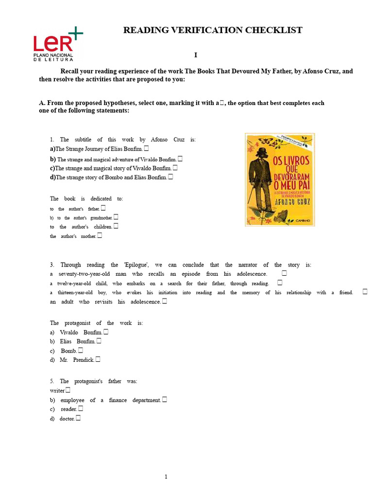 Reading Verification Sheet. The Books That Devoured My Father. Afonso ...