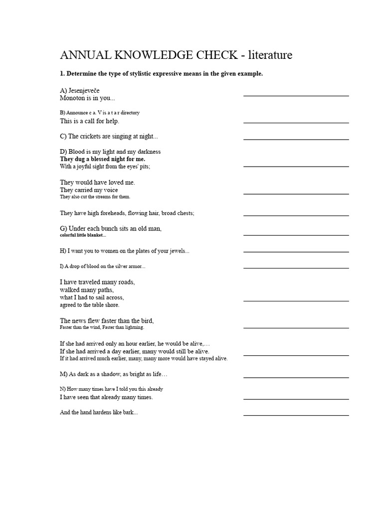 Literature (Exercise For The Final Knowledge Exam) | PDF