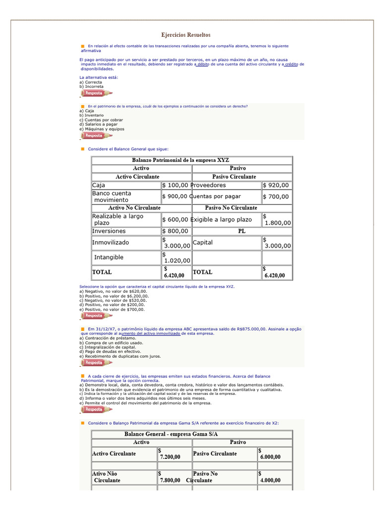 ._ Ejercicios Resueltos de Contabilidad _..pdf | PDF | Contabilidad | Hoja de balance