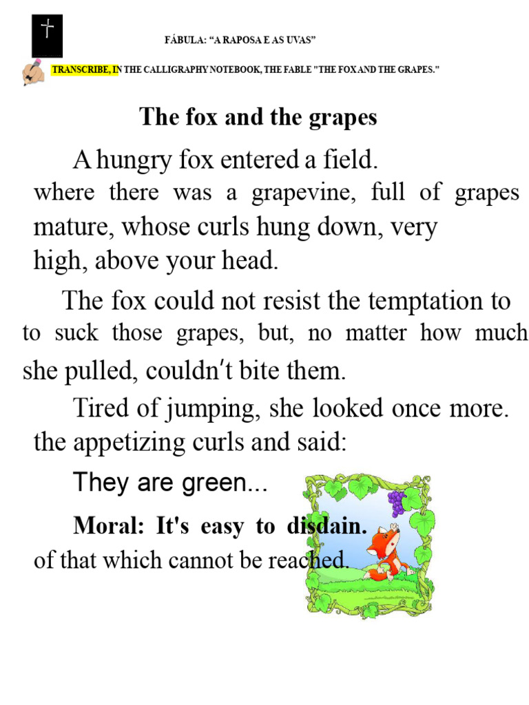 Calligraphy - The Fox and the Grapes | PDF
